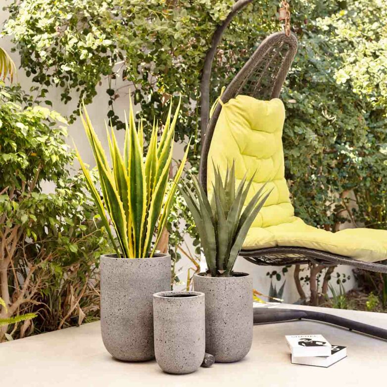 Pot élancé Sandy Gris Anthracite - Floralies